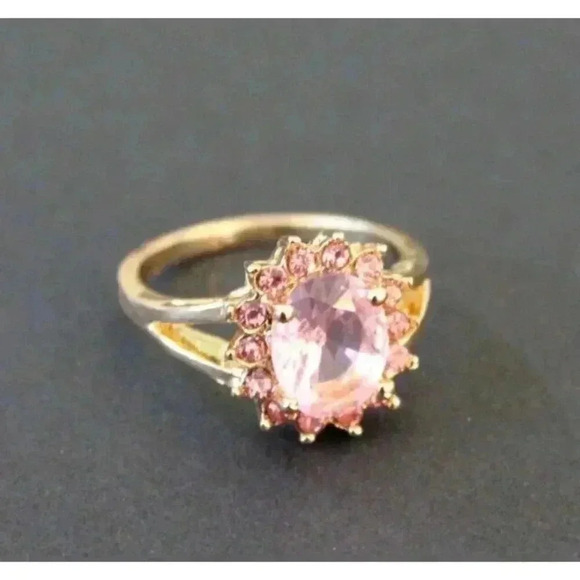 Ring | Jewelry | Vintage Art Nouveau Gold Gaudy Cocktail Pink Flower ...